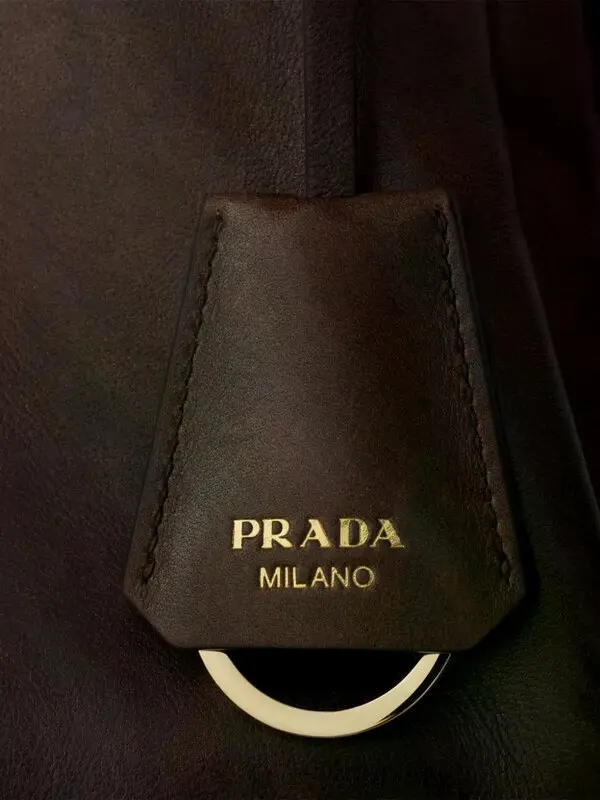 Prada Aimée Medium Leather Shoulder Bag - Brown