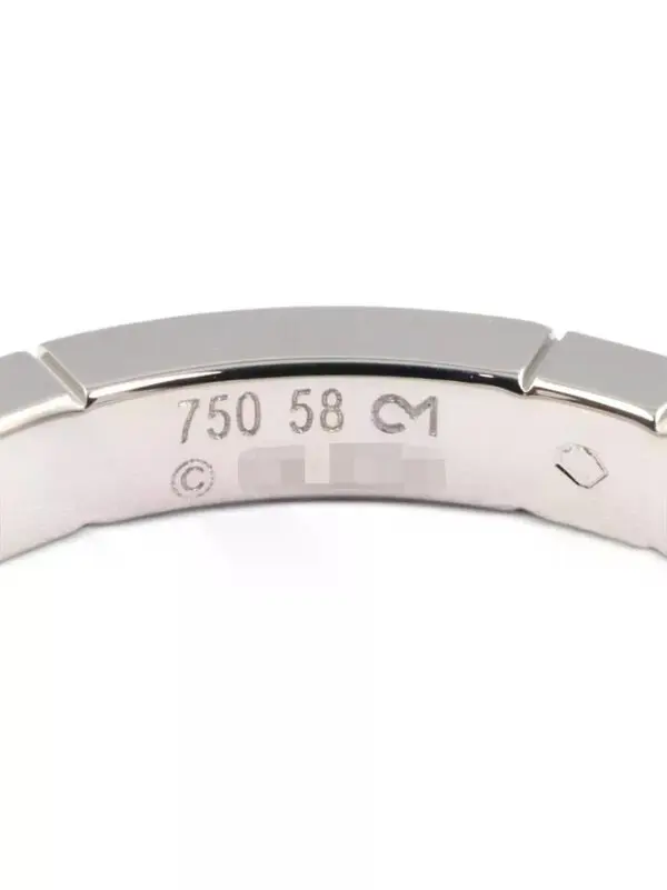 Cartier 18k White Gold Engraved Logo Band Ring
