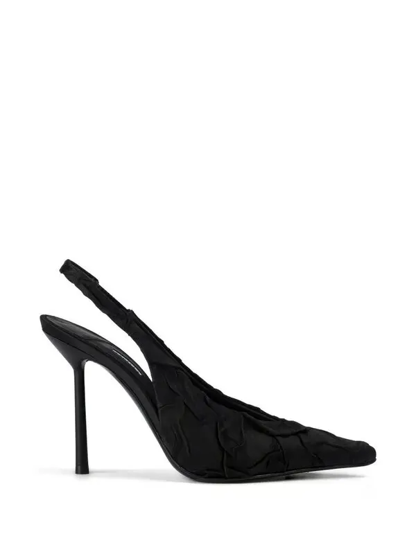 LE SILLA Ruched Satin Slingback Pumps - Black