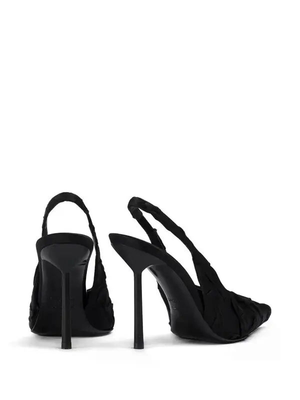LE SILLA Ruched Satin Slingback Pumps - Black