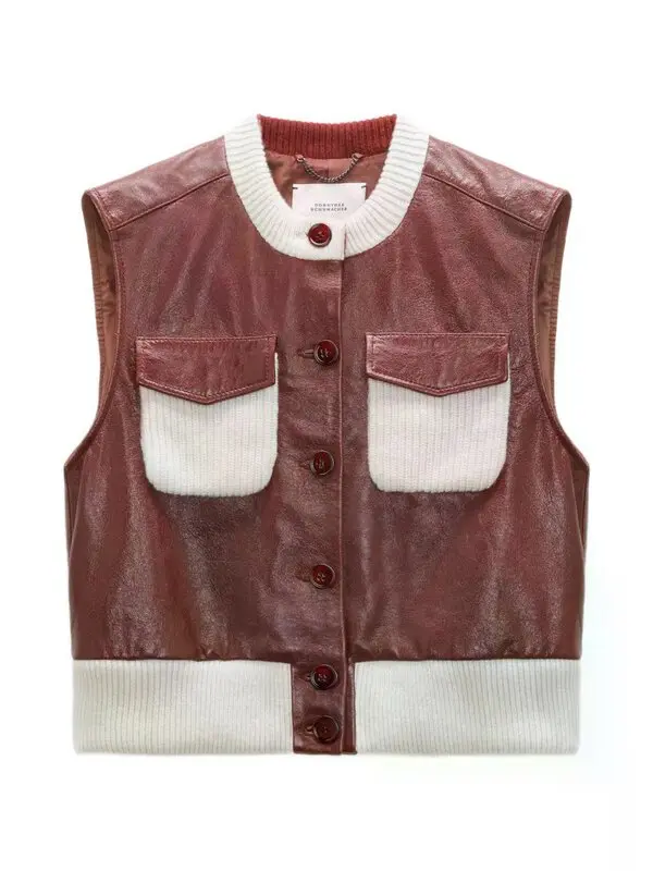 Dorothee Schumacher Burgundy Leather And Knit Vest - Red