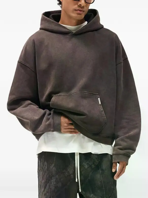 REPRESENT Logo Embroidered Pouch Pocket Hoodie - Brown
