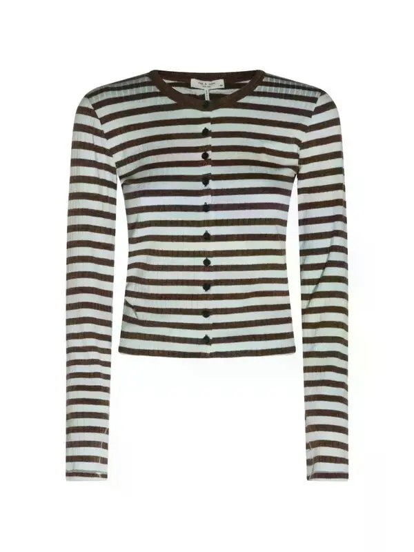 Rag & Bone Striped Ribbed Cardigan - Brown