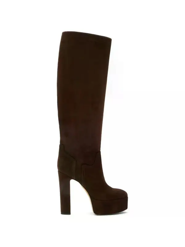 Casadei Platform Block Heel Boots - Brown