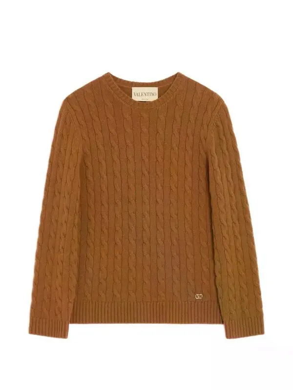 Valentino Garavani Cashmere Cable Knit Sweater - Brown