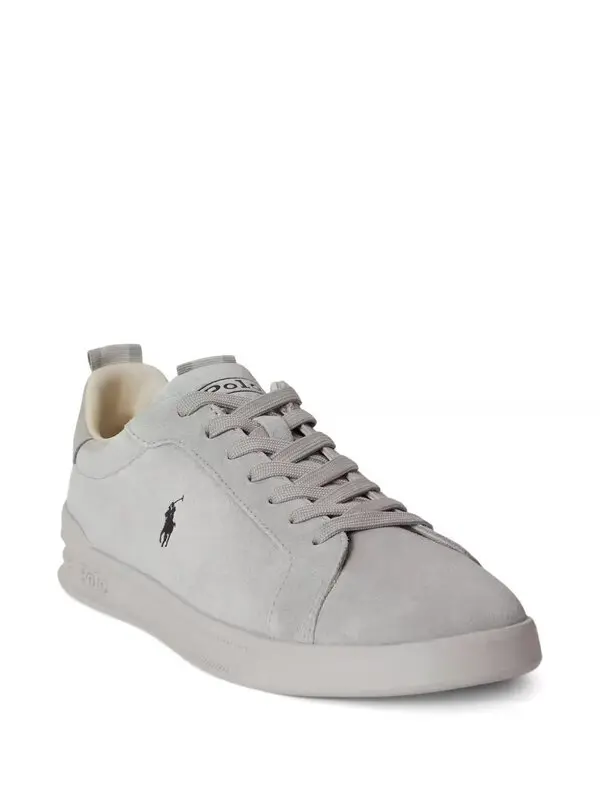 Polo Ralph Lauren Suede Logo Embroidered Sneakers - Grey