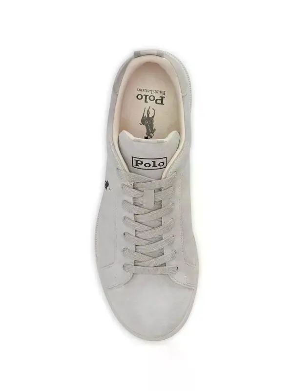 Polo Ralph Lauren Suede Logo Embroidered Sneakers - Grey
