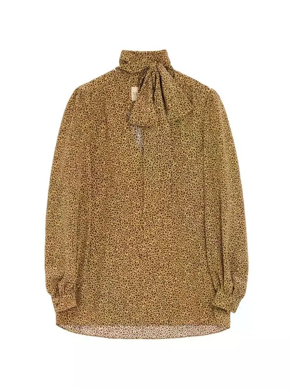 Valentino Garavani Crepe De Chine Shirt With Fauve Eclat Micromacula Print - Neutrals