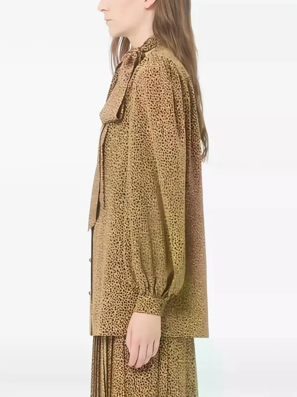 Valentino Garavani Crepe De Chine Shirt With Fauve Eclat Micromacula Print - Neutrals