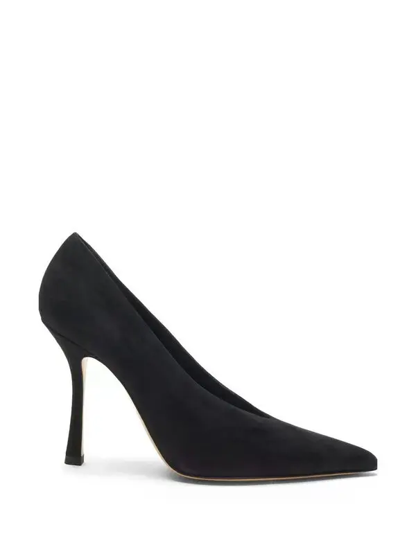Casadei Nina Asymmetrical Suede Pointed-toe Pumps - Black