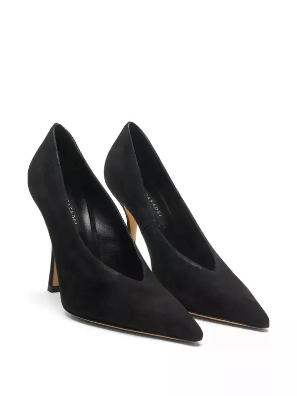 Casadei Nina Asymmetrical Suede Pointed-toe Pumps