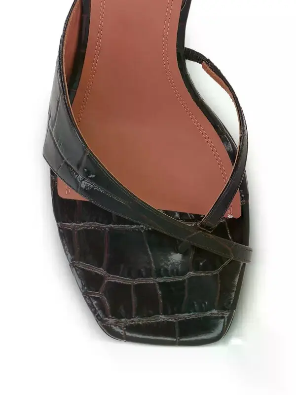 Amina Muaddi Croc-effect Martini-heel Sandals