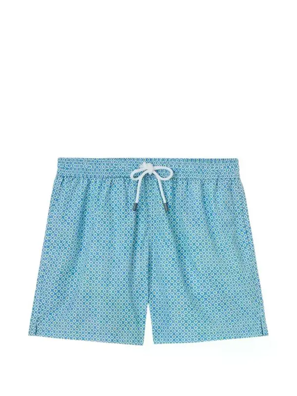 Fedeli Madeira Geometric-print Swim Shorts - Blue