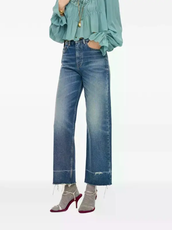 Chloé Faded Frayed-hem Bootcut Jeans