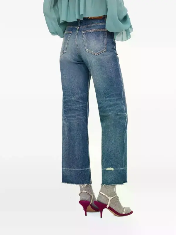 Chloé Faded Frayed-hem Bootcut Jeans