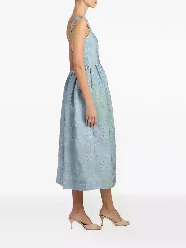 MARKARIAN Apple Floral-organza Corset Midi Dress