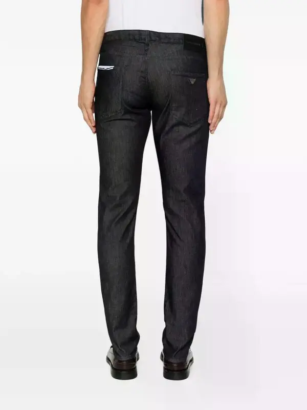 Emporio Armani Logo Plaque Jeans - Blue
