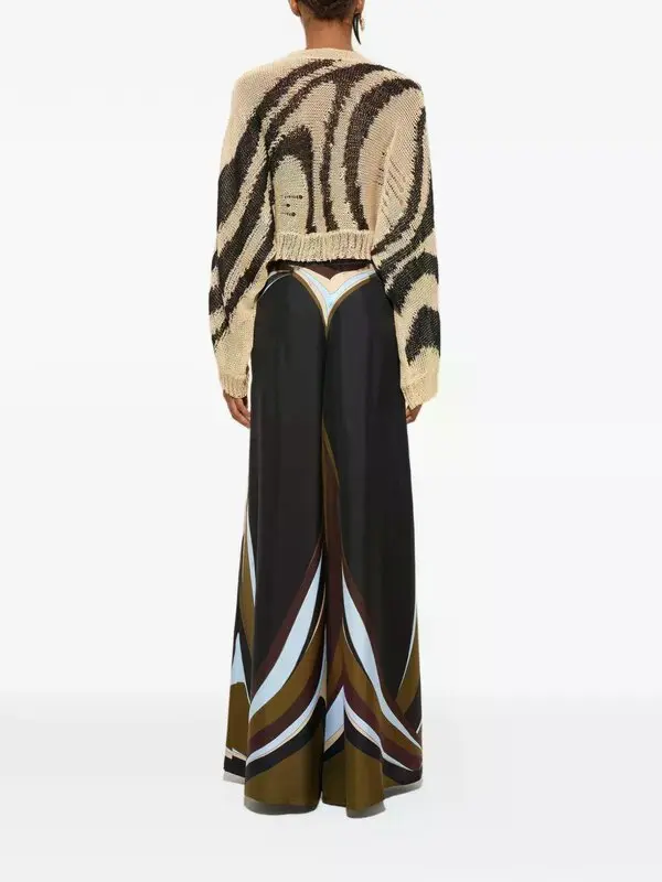 Emilio Pucci Marmo-print Open-knit Cropped Sweater