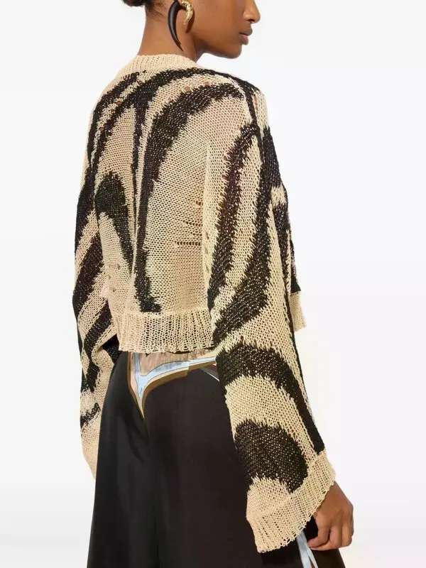 Emilio Pucci Marmo-print Open-knit Cropped Sweater