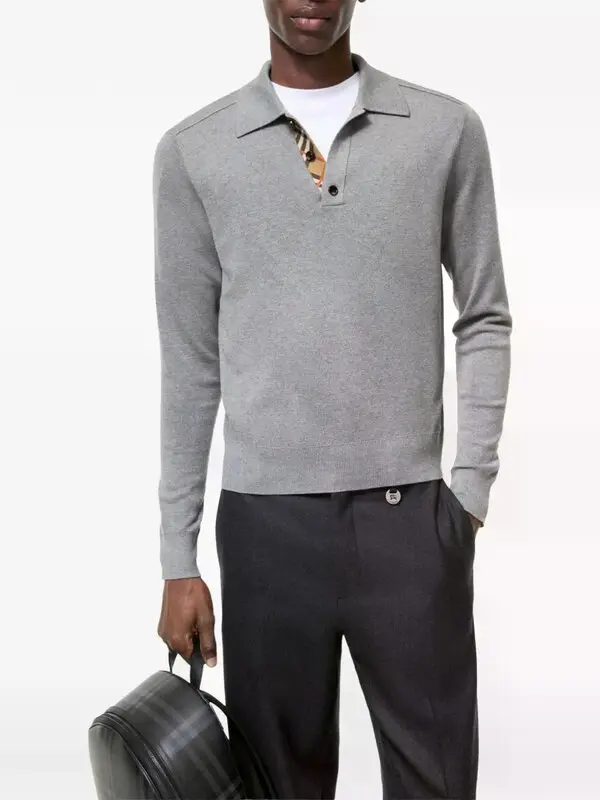 Burberry Long-sleeve Wool Polo Shirt