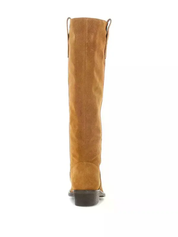 VIA ROMA 15 Round-toe Suede Boots - Neutrals