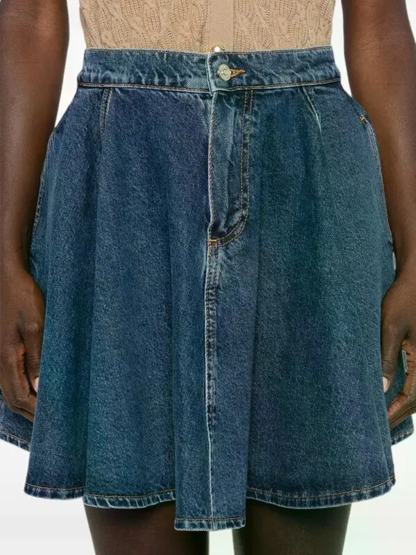 Maje Flared Mini Denim Skirt