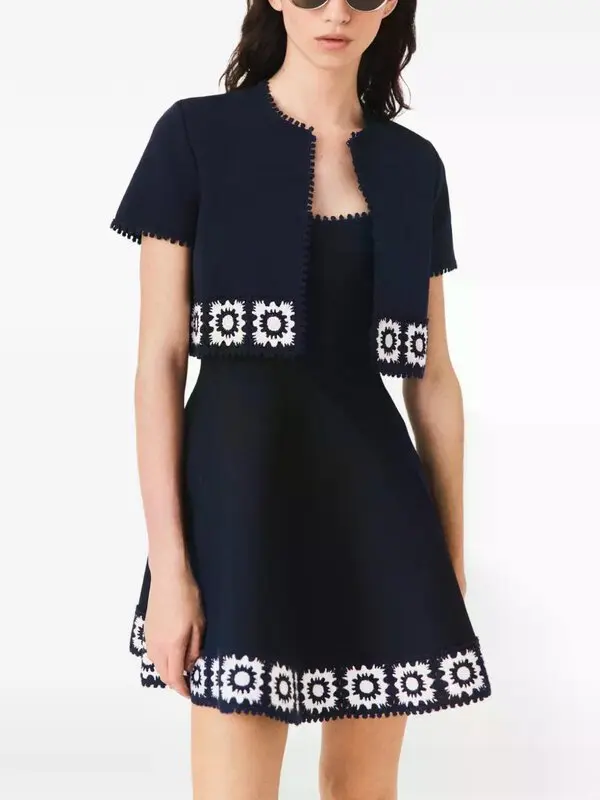 Maje Cropped Cardigan With Crochet Trim
