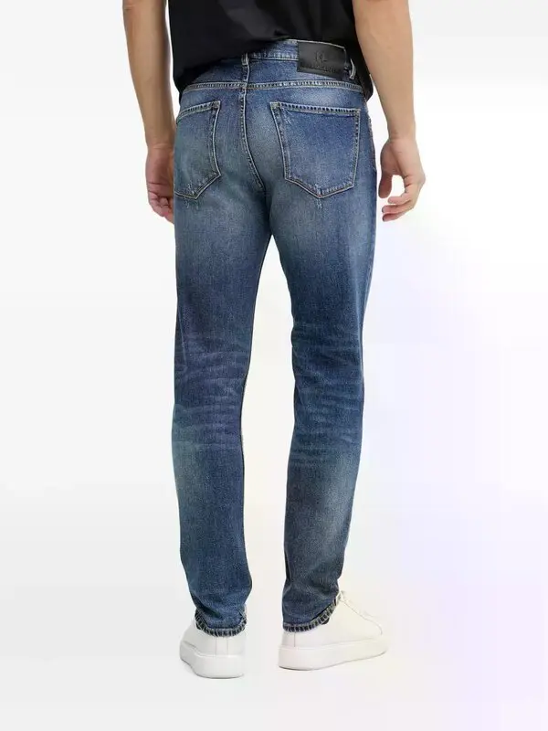 Karl Lagerfeld Distressed Logo Patch Jeans - Blue