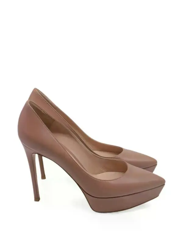 GIANVITO ROSSI Beige Leather Platform Stiletto Pumps - Neutrals