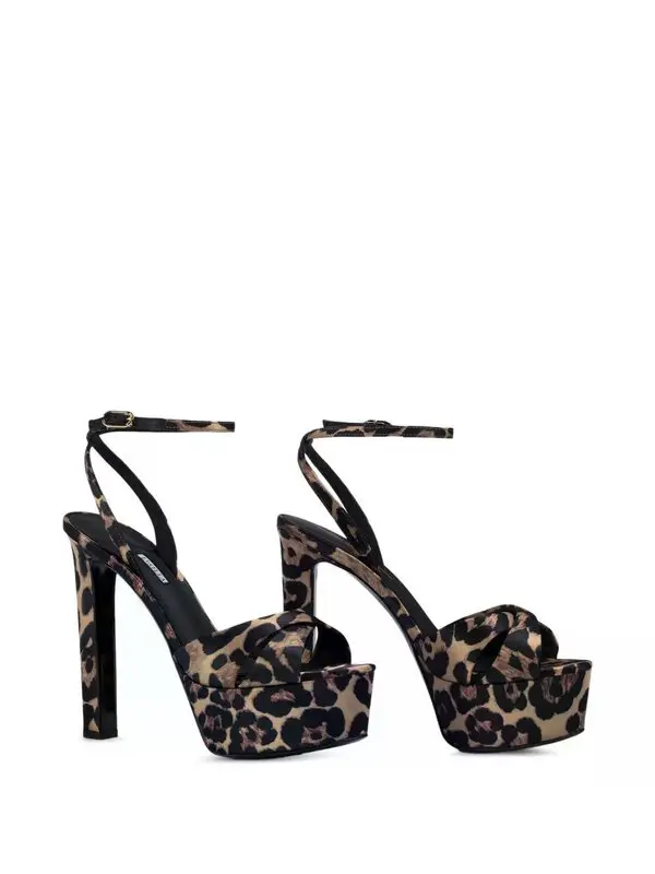 LE SILLA Odette Leopard-print High Block Heel Sandals - Neutrals