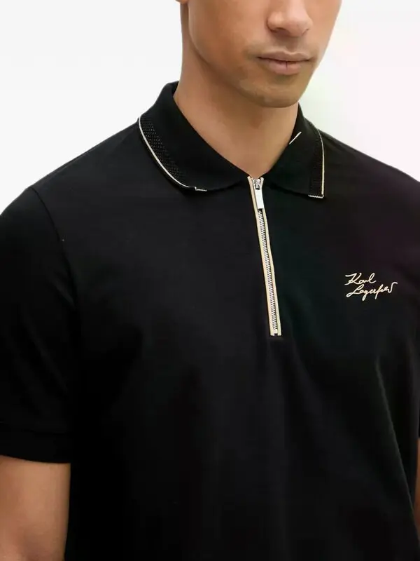 Karl Lagerfeld Zip-fastening Logo-embroidered Polo Shirt