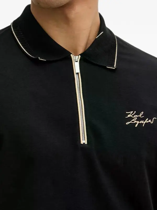 Karl Lagerfeld Zip-fastening Logo-embroidered Polo Shirt