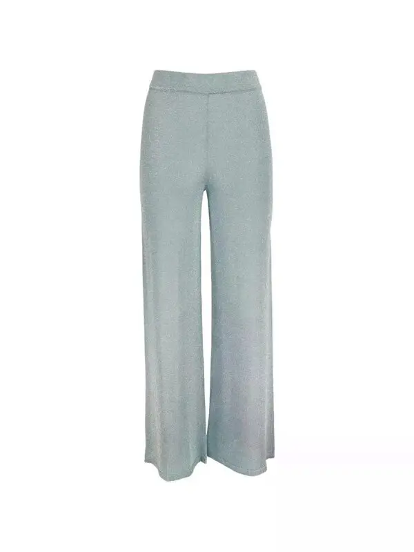 KANGRA Knitted Lurex Palazzo Pants - Blue