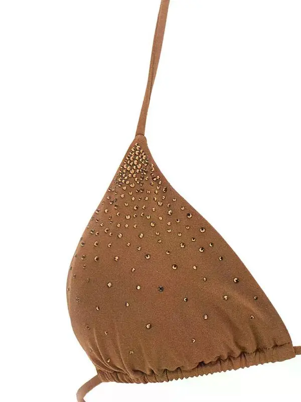 MC2 SAINT BARTH Annabelle Rhinestone Embellished Triangle Bikini Top - Brown