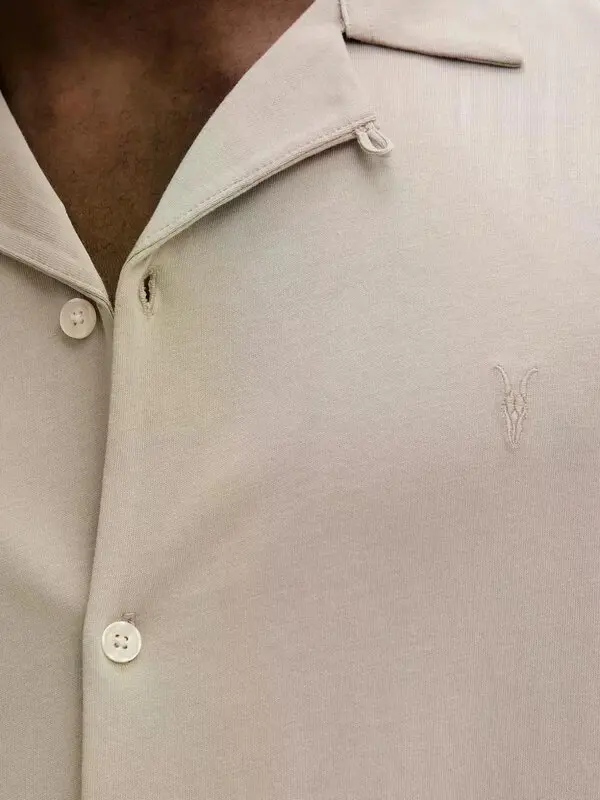 ALLSAINTS Hudson Embroidered-logo Short-sleeve Shirt - Neutrals