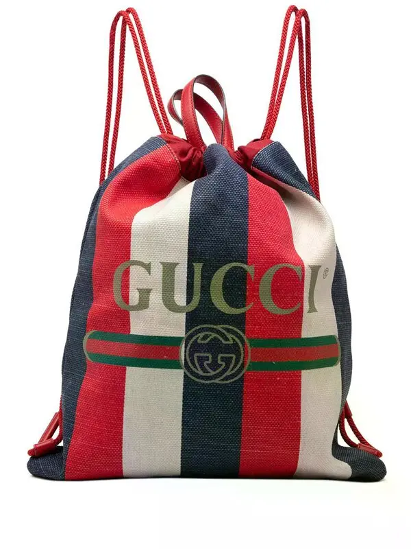 Gucci Sylvie Baiadera Web Drawstring Backpack