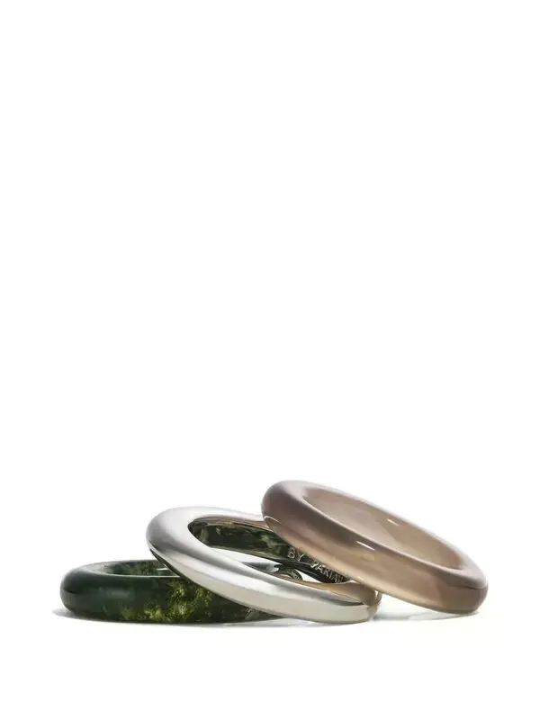 BY PARIAH Stack Trilogy Agate Rings - Silver