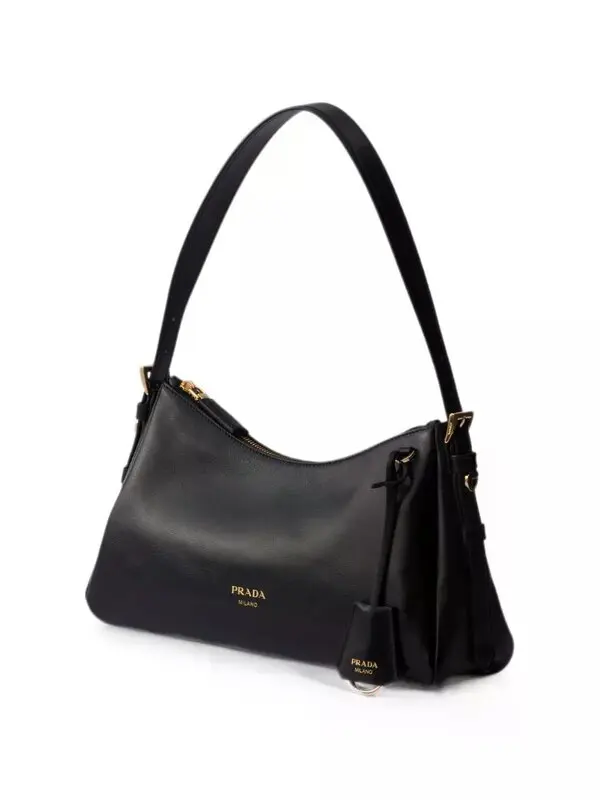 Prada Aimée Medium Leather Shoulder Bag - Black