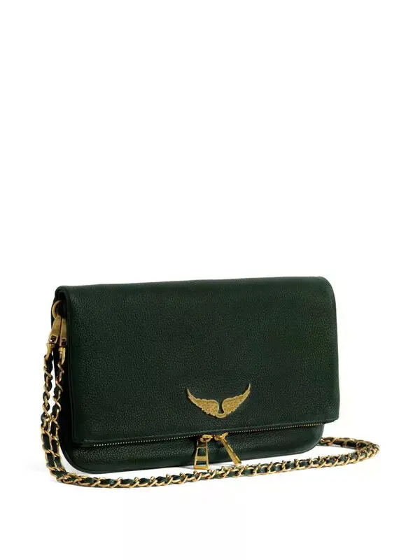 Zadig&Voltaire Rock Grained Leather Clutch Bag - Green