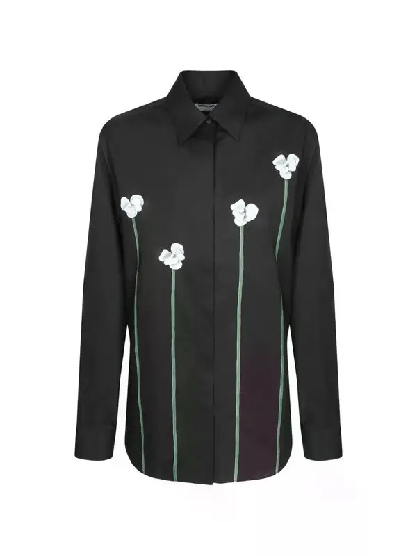 Moschino Floral Appliqué Shirt - Black