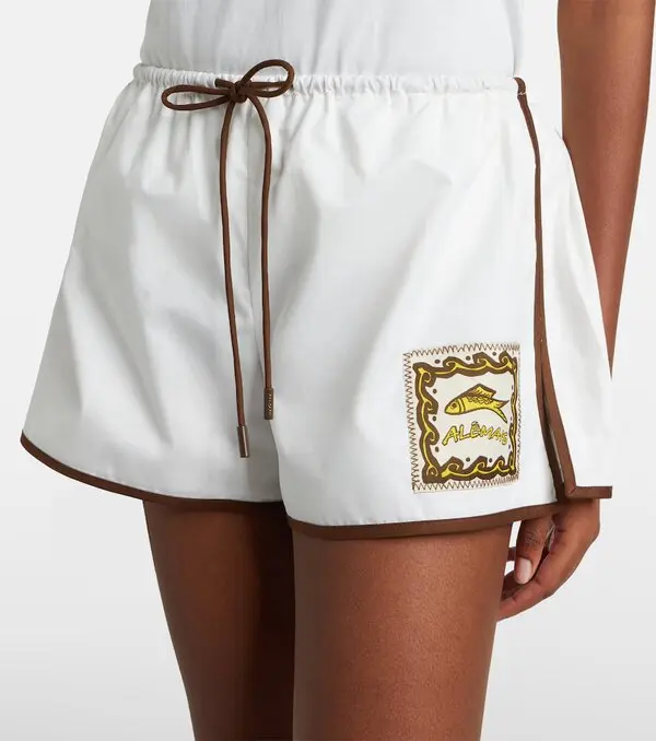 ALEMAIS Scuba Patch-appliqué Cotton Shorts - White