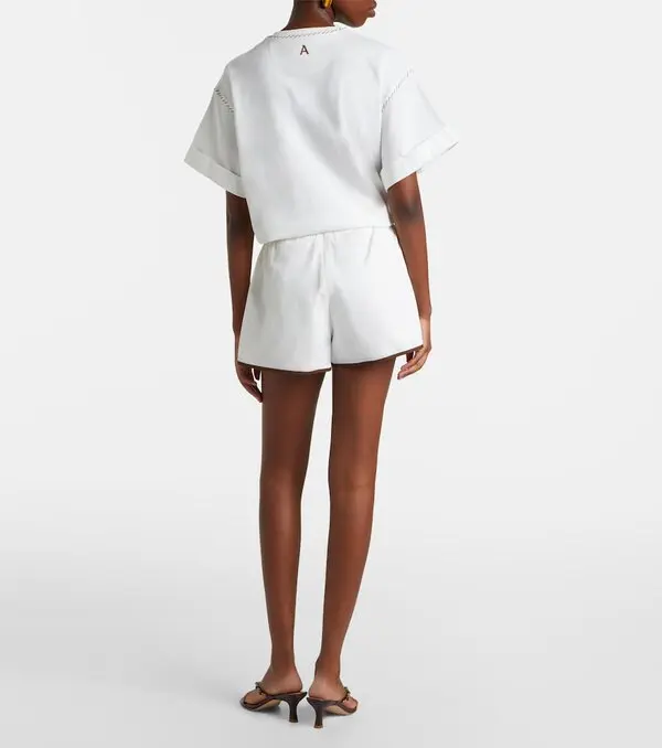 ALEMAIS Scuba Patch-appliqué Cotton Shorts - White