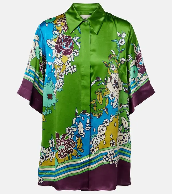 ALEMAIS Printed Silk Satin Shirt - Multicoloured
