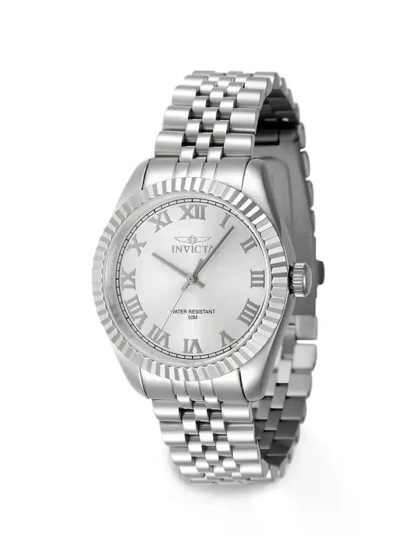 INVICTA Specialty 36mm Fluted Bezel Watch With Roman Numeral Indices - Silver