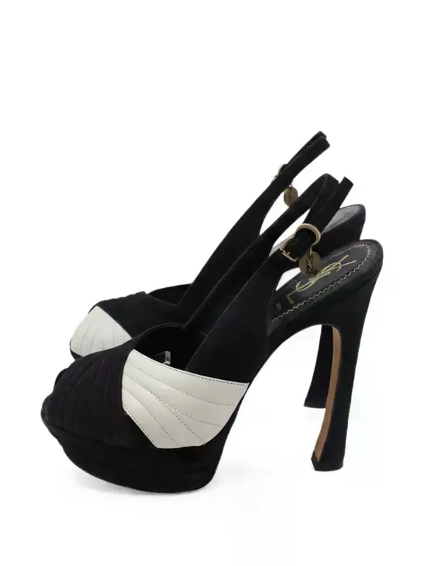 Saint Laurent Peep-toe Slingback Sandals - Black