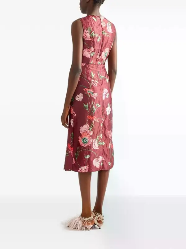 Erdem Floral-print Textured Satin Midi Dress
