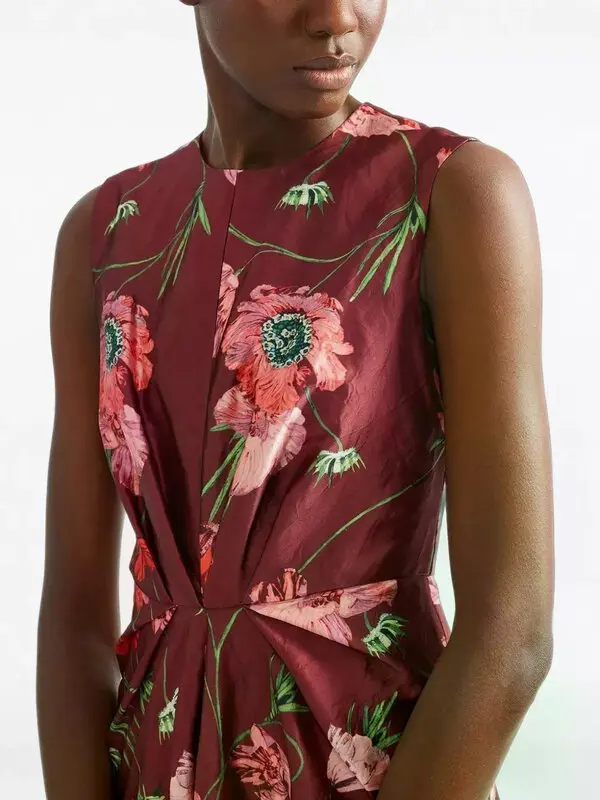 Erdem Floral-print Textured Satin Midi Dress