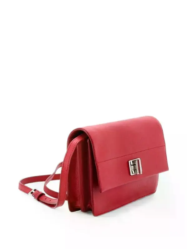 Prada Saffiano Leather Turn Lock Small Crossbody Bag