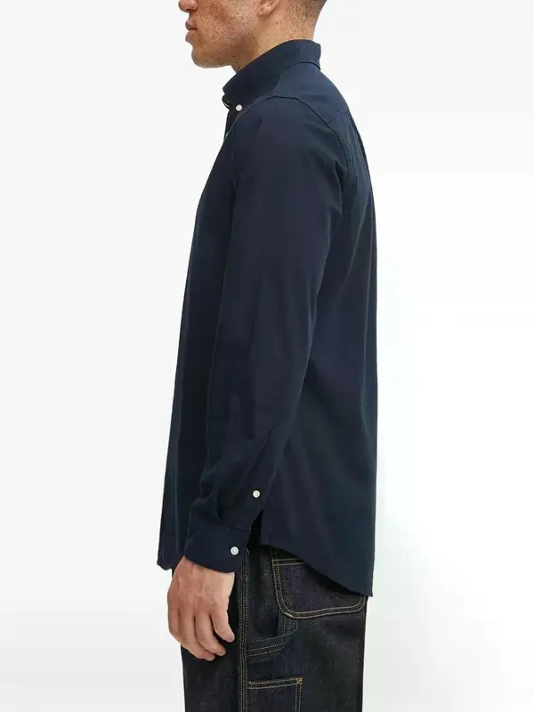 Barbour Oxford Logo-embroidered Long-sleeve Shirt - Blue