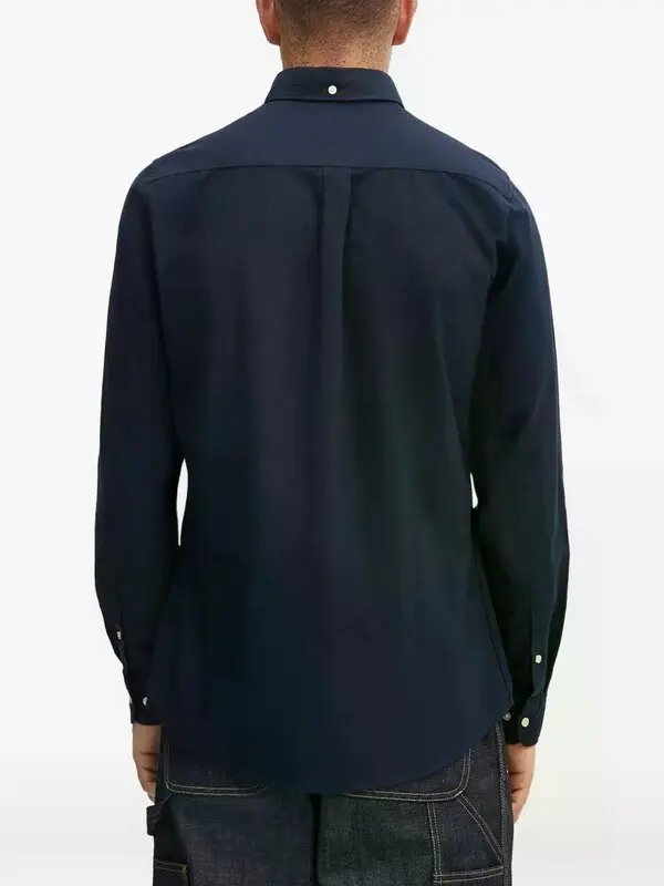 Barbour Oxford Logo-embroidered Long-sleeve Shirt - Blue